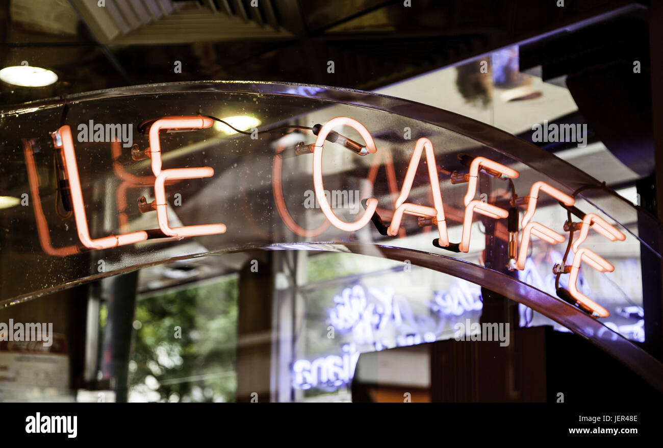Light neon sign of a cafe, night decoration Stock Photo - Alamy