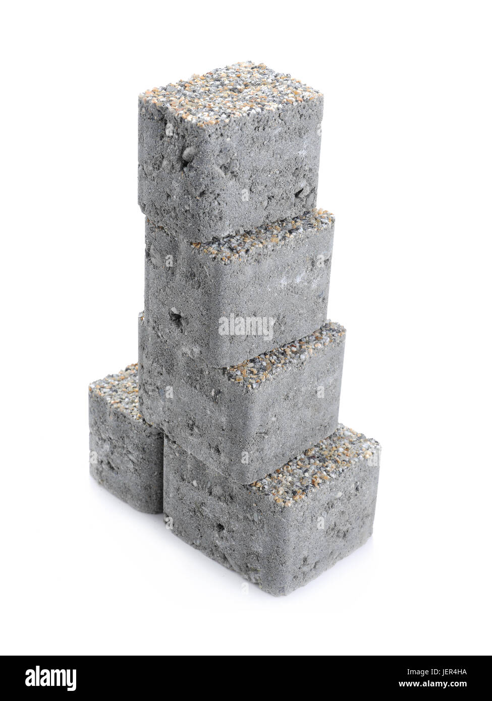 Pile of concrete pavement blocks shot on white background Stock Photo ...