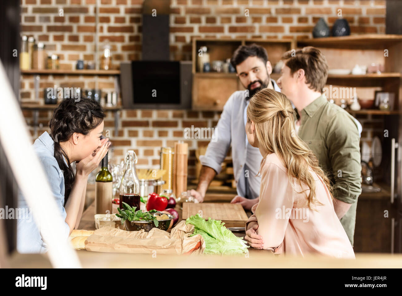 young people having fun at home party Stock Photo - Alamy