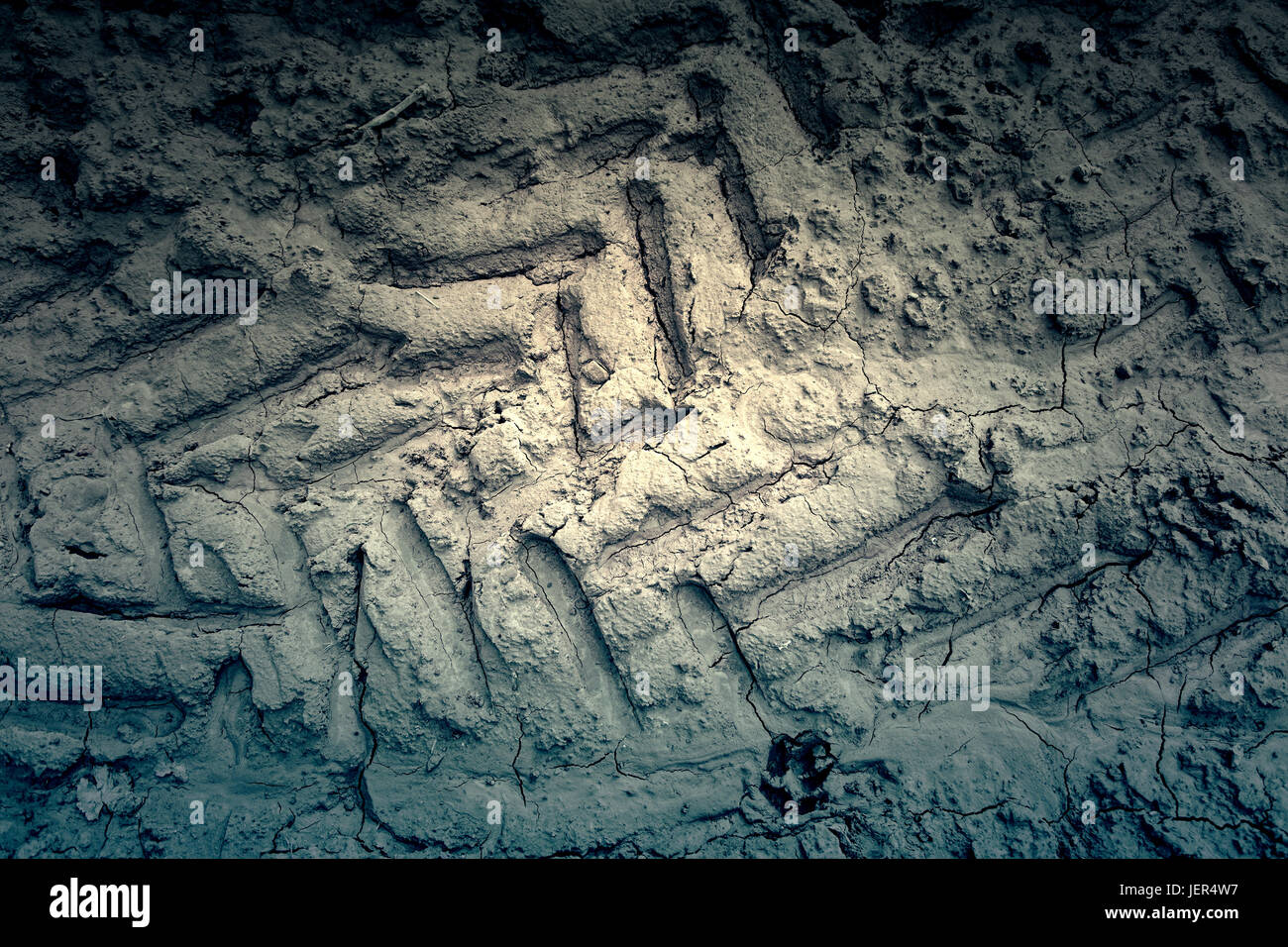Traces of wheels in the mud, detail of marks in the nature Stock Photo ...