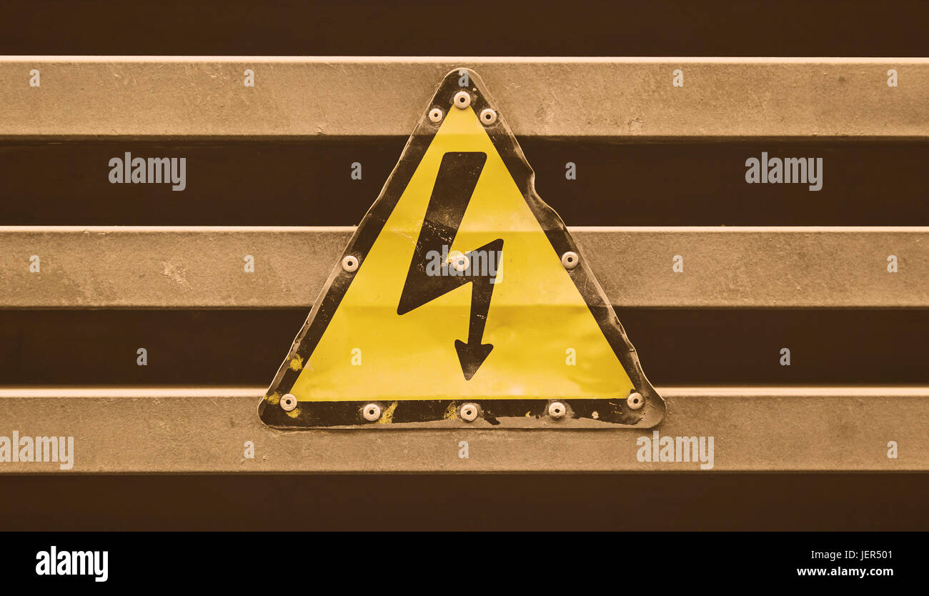 Electric danger sign, detail of a caution sign, danger of death Stock ...