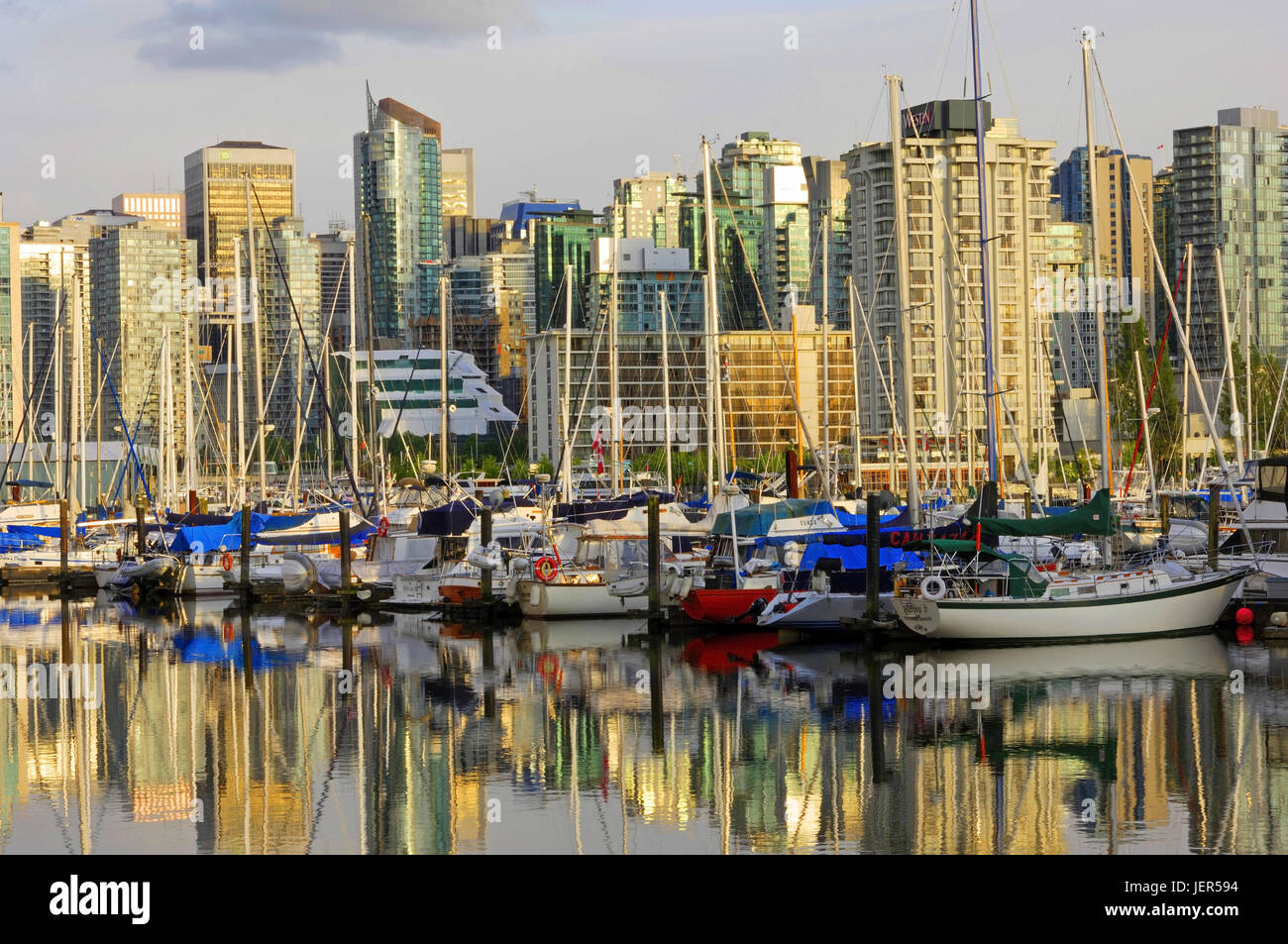 Vancouver skyline with Coal Harbour, photographed from Stanley Park ...