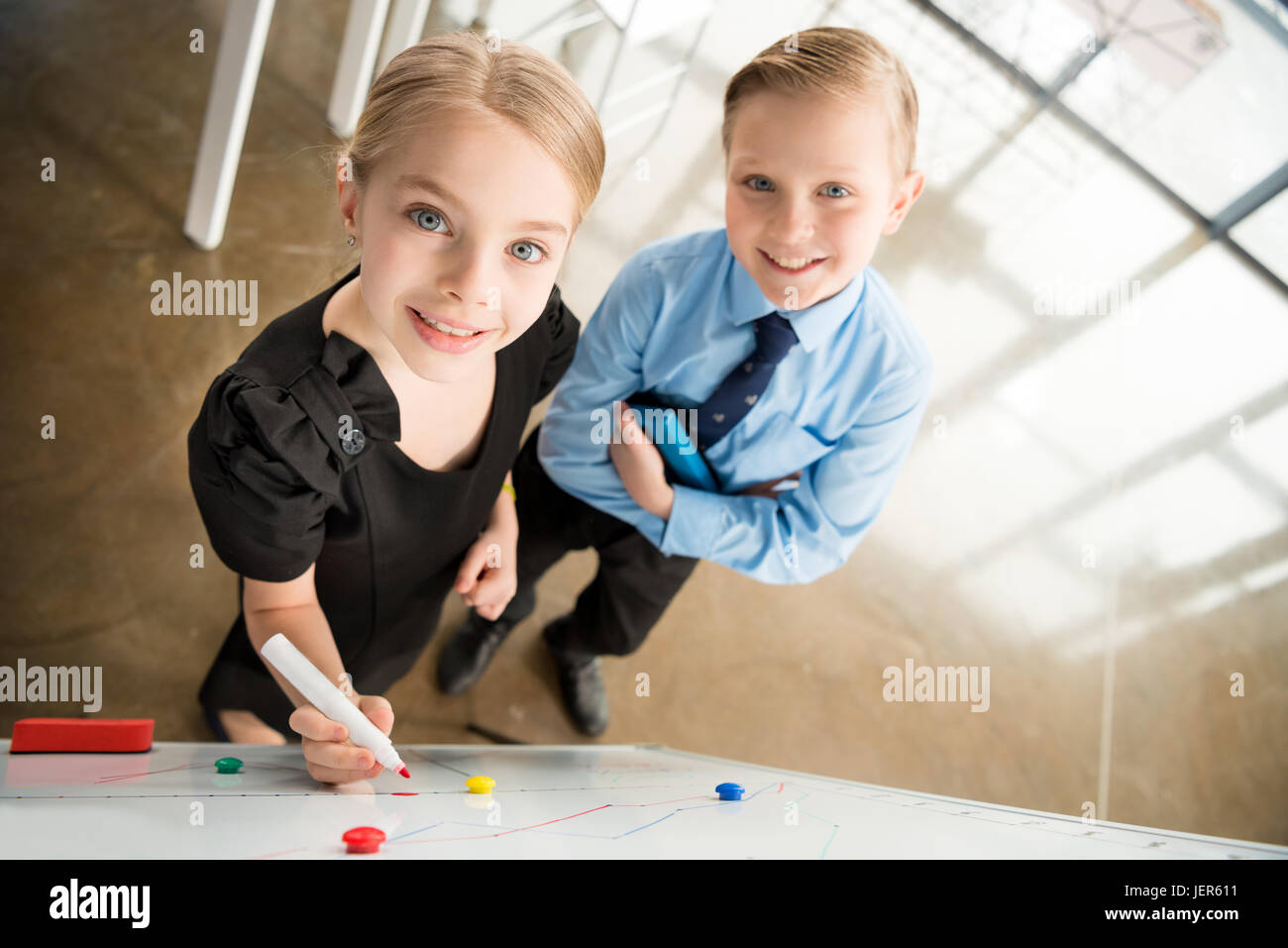 Children in formal clothes making presentation, children in business ...