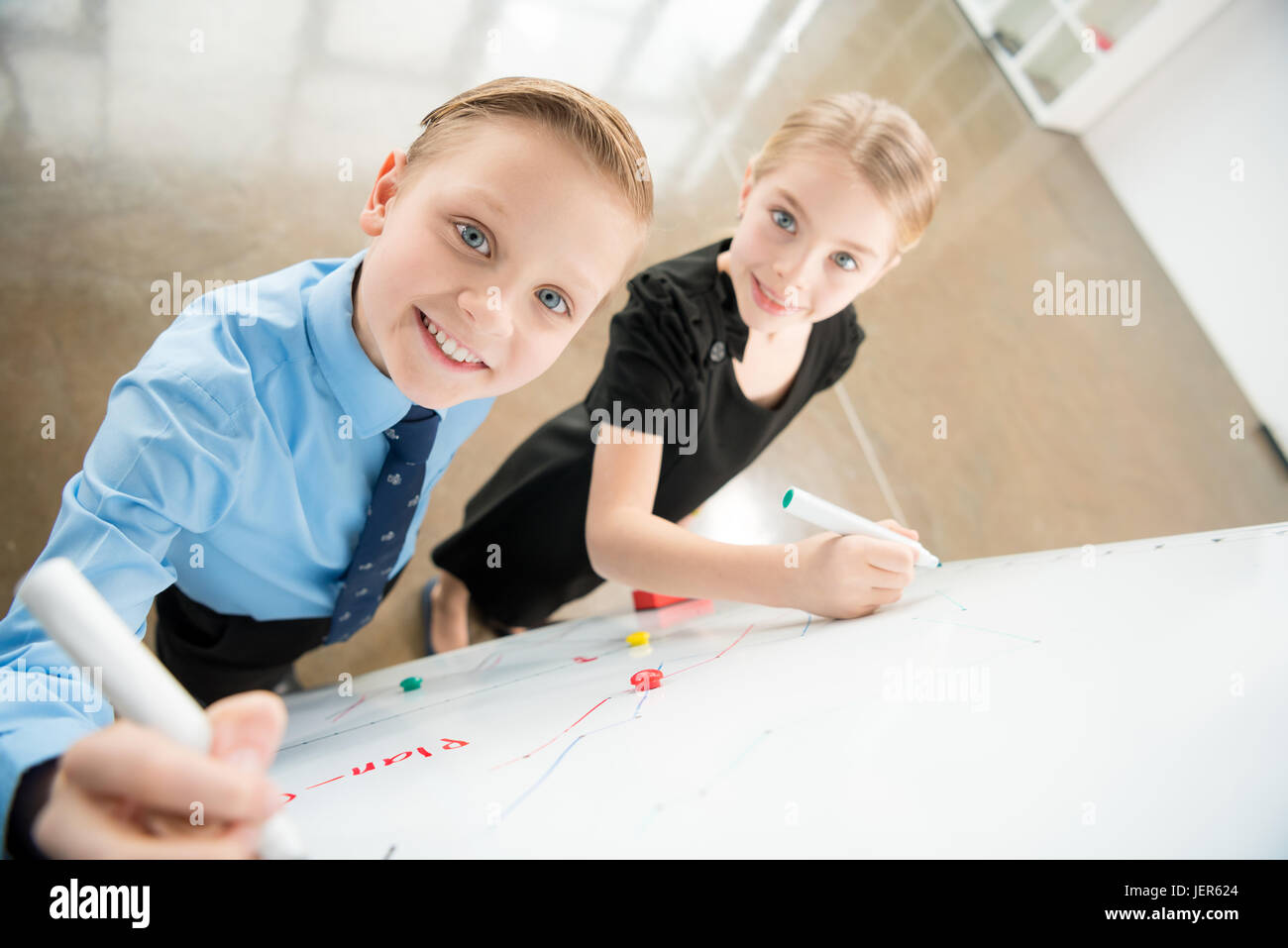 Children in formal clothes making presentation, children in business ...