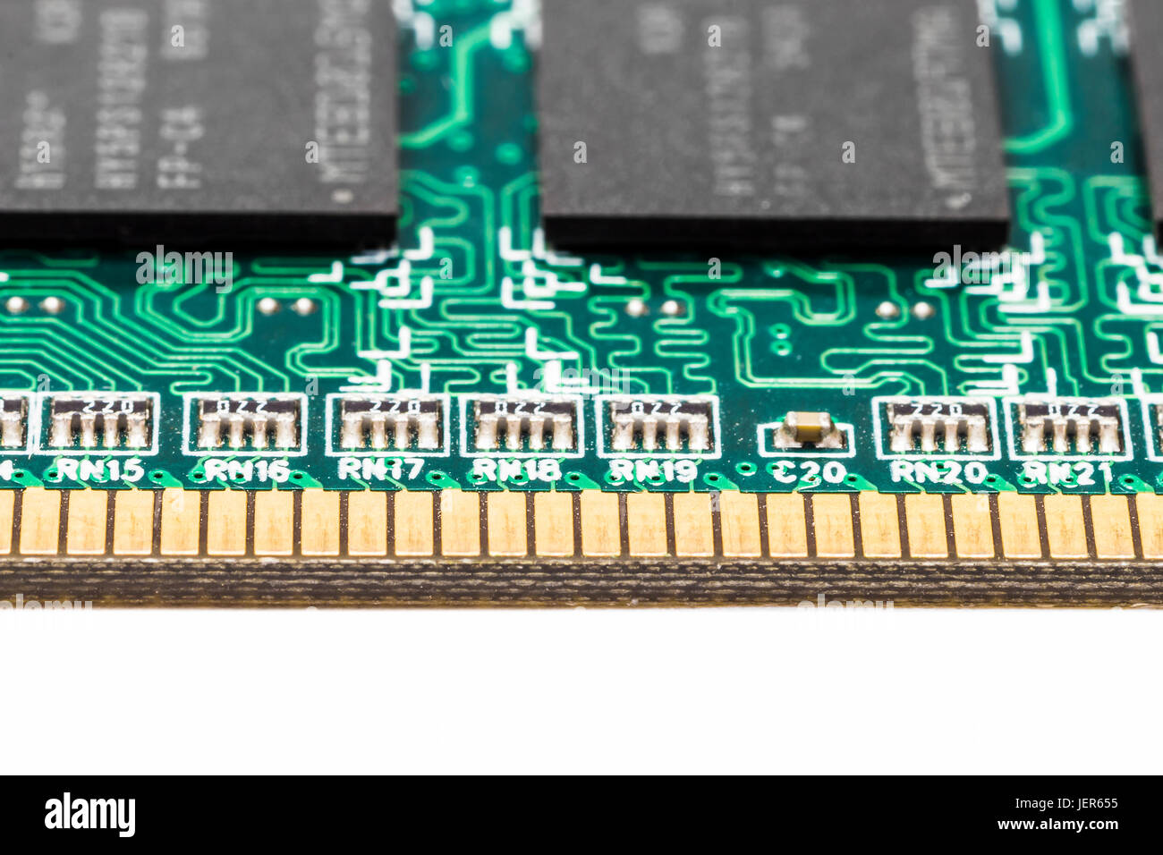 Computer chip closeup on a white background Stock Photo - Alamy