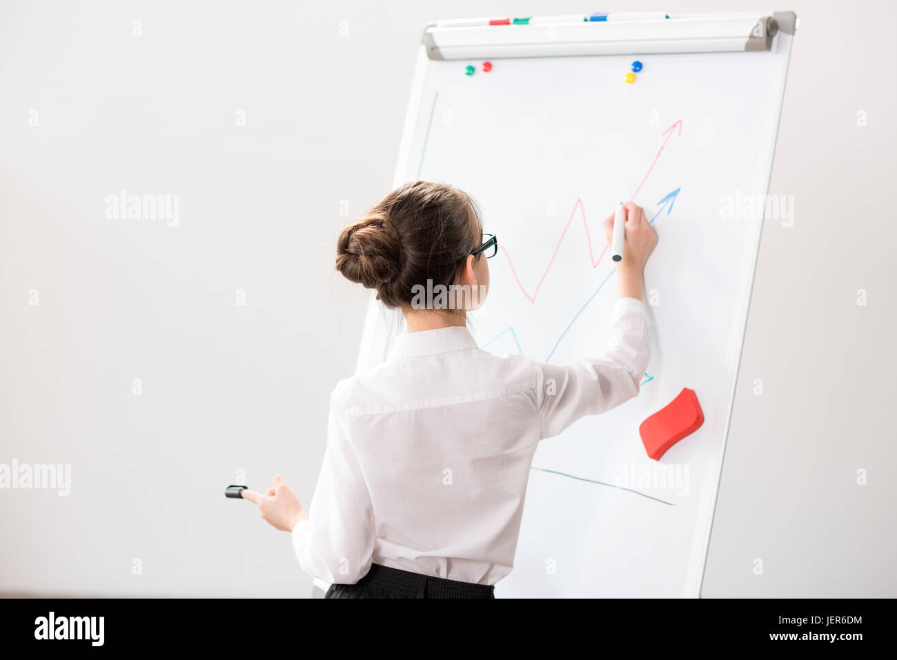 little girl in formal clothes making presentation, children in business ...