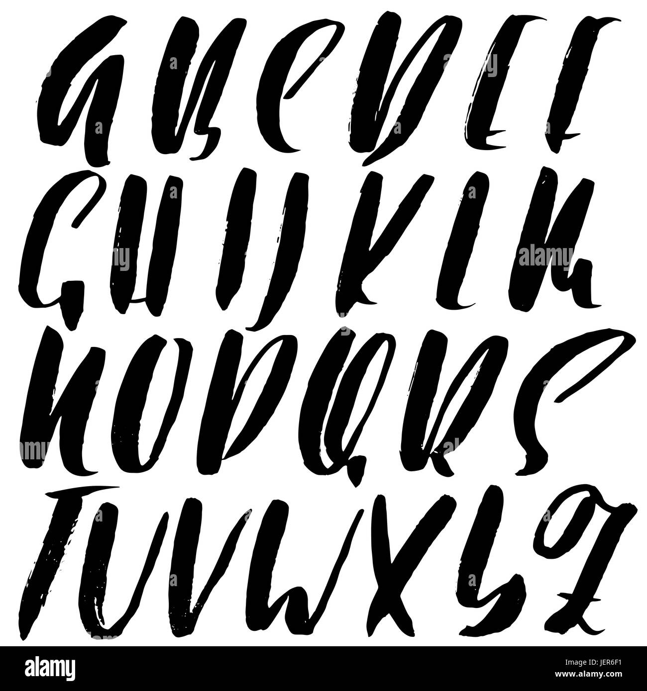 Hand drawn elegant calligraphy font. Modern brush lettering. Grunge ...