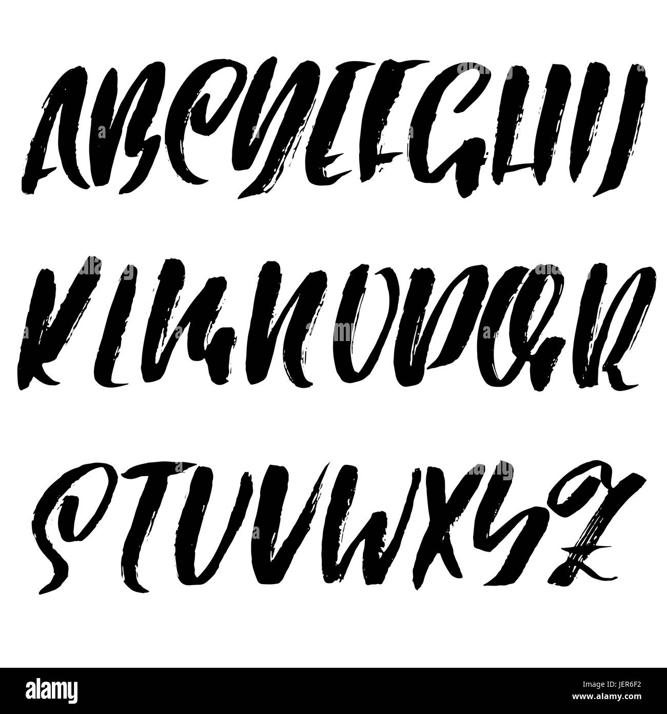 Hand drawn elegant calligraphy font. Modern brush lettering. Grunge ...