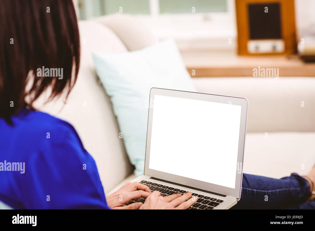 Rear view woman typing hi-res stock photography and images - Alamy