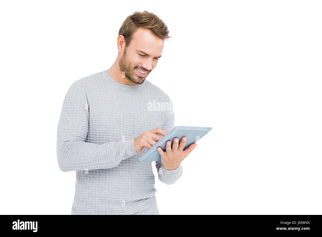 Man using tablet surfing Cut Out Stock Images & Pictures - Alamy