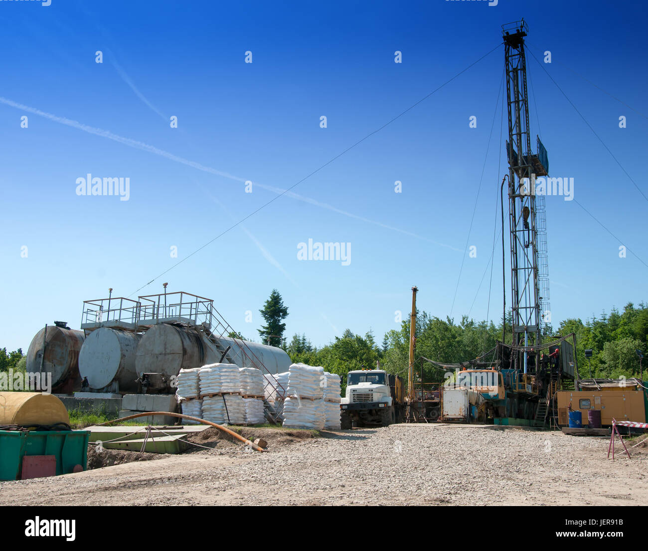 oil field, the oil workers are working Stock Photo - Alamy