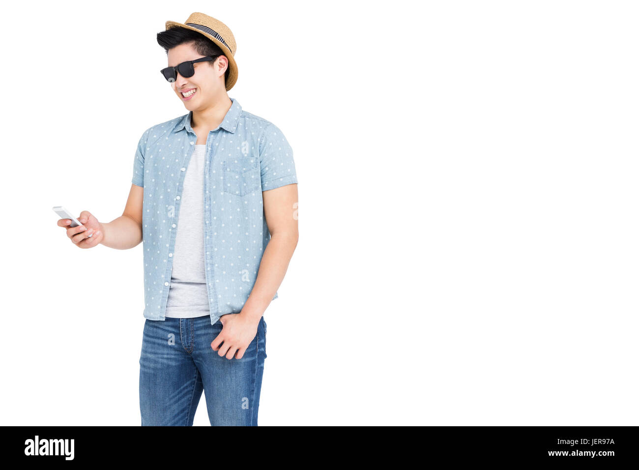 Mobile phone man pocket Cut Out Stock Images & Pictures - Alamy