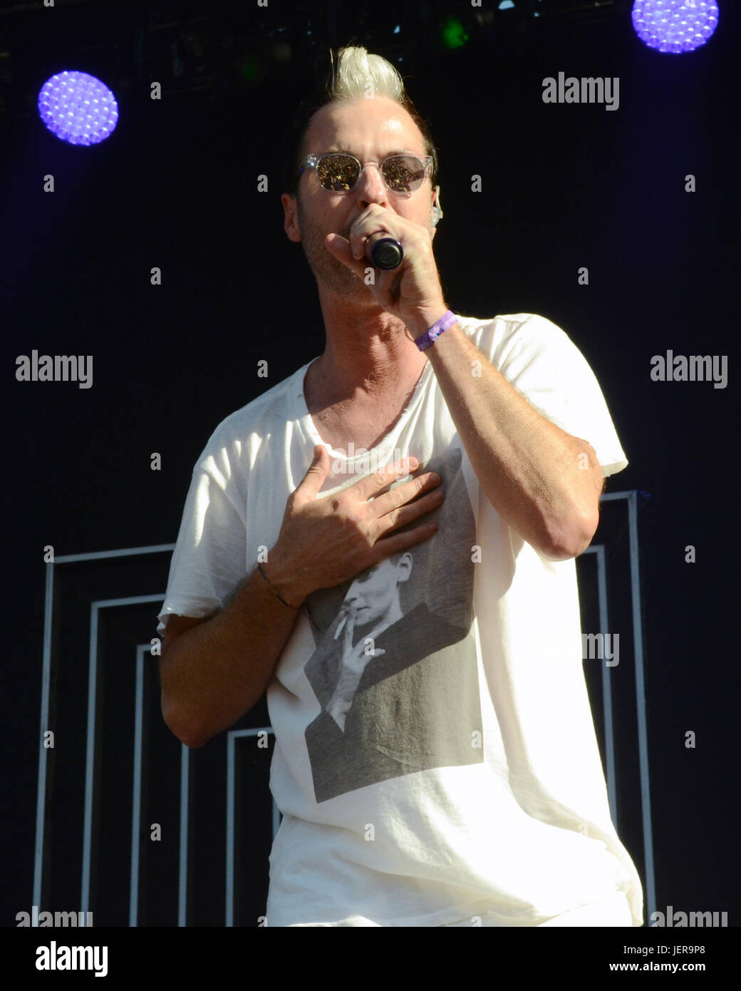 Michael Fitzpatrick musical group Fitz Tantrums performs onstage during ...