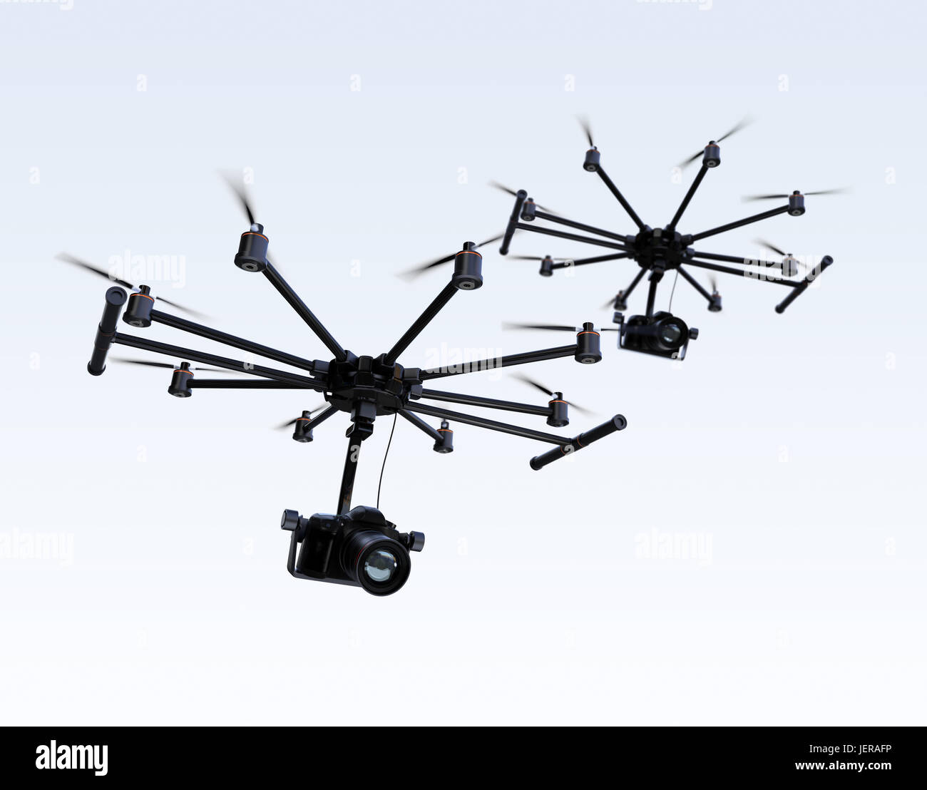Octocopter flying in the sky. 3D rendering image Stock Photo - Alamy