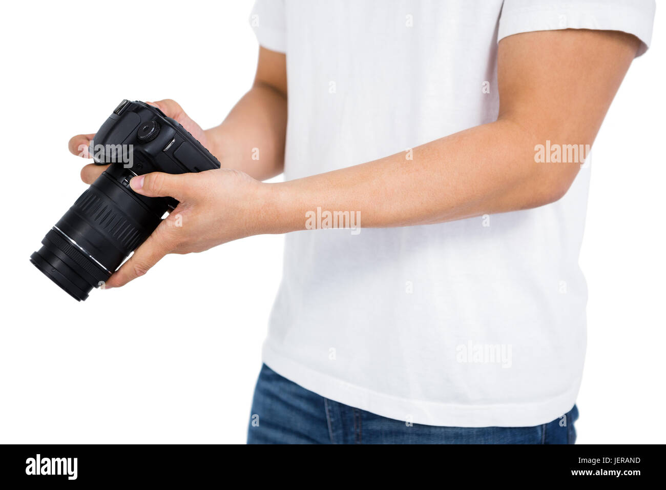 Young man using camera Stock Photo - Alamy