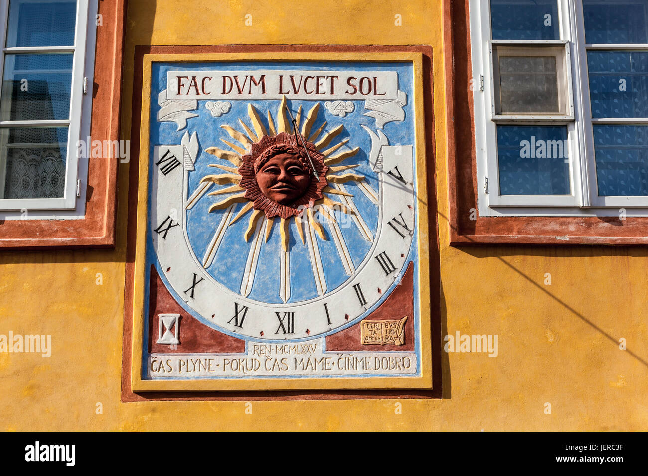 Sundial on wall, Old Town, Kolin Czech Republic, Europe Stock Photo - Alamy