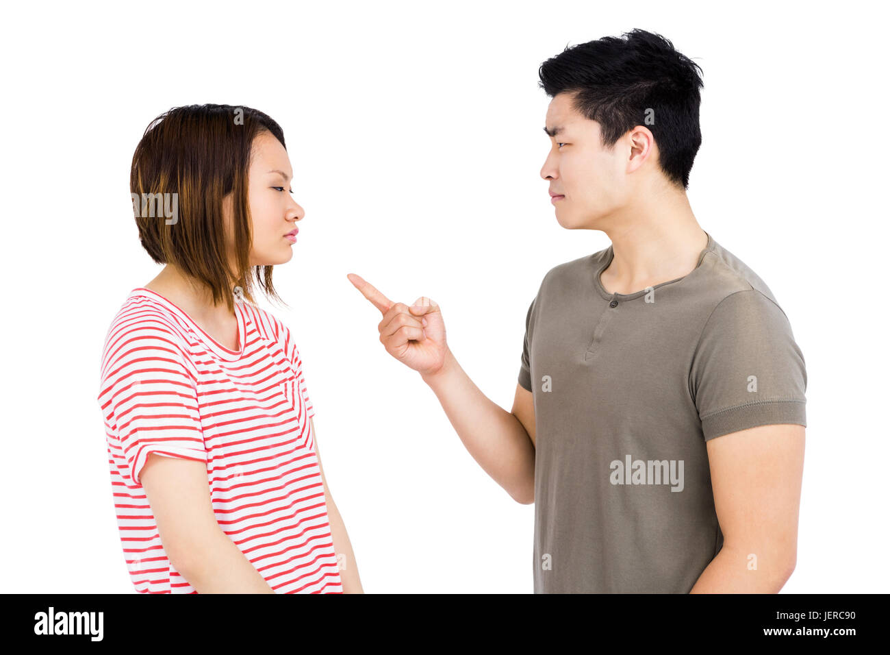 Young couple into an argument Stock Photo - Alamy