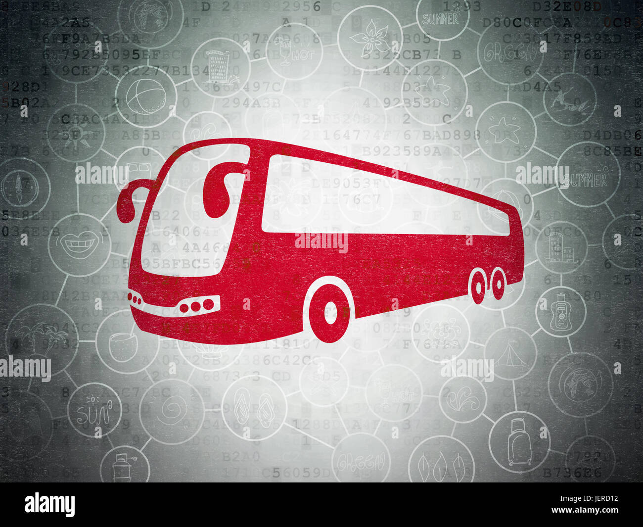 Travel concept: Bus on Digital Data Paper background Stock Photo - Alamy