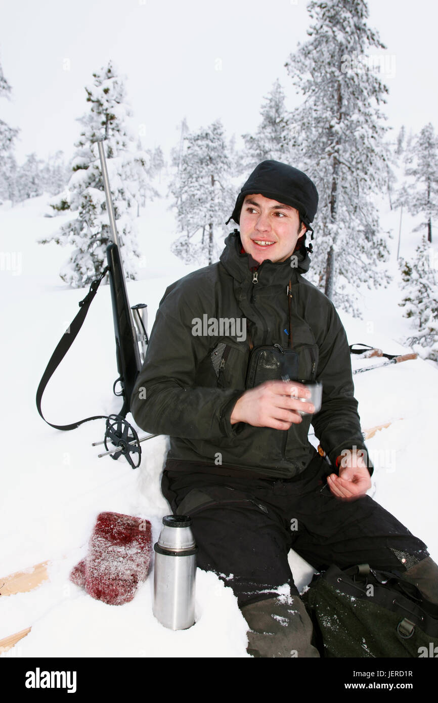 Hunter having a coffee break Stock Photo - Alamy
