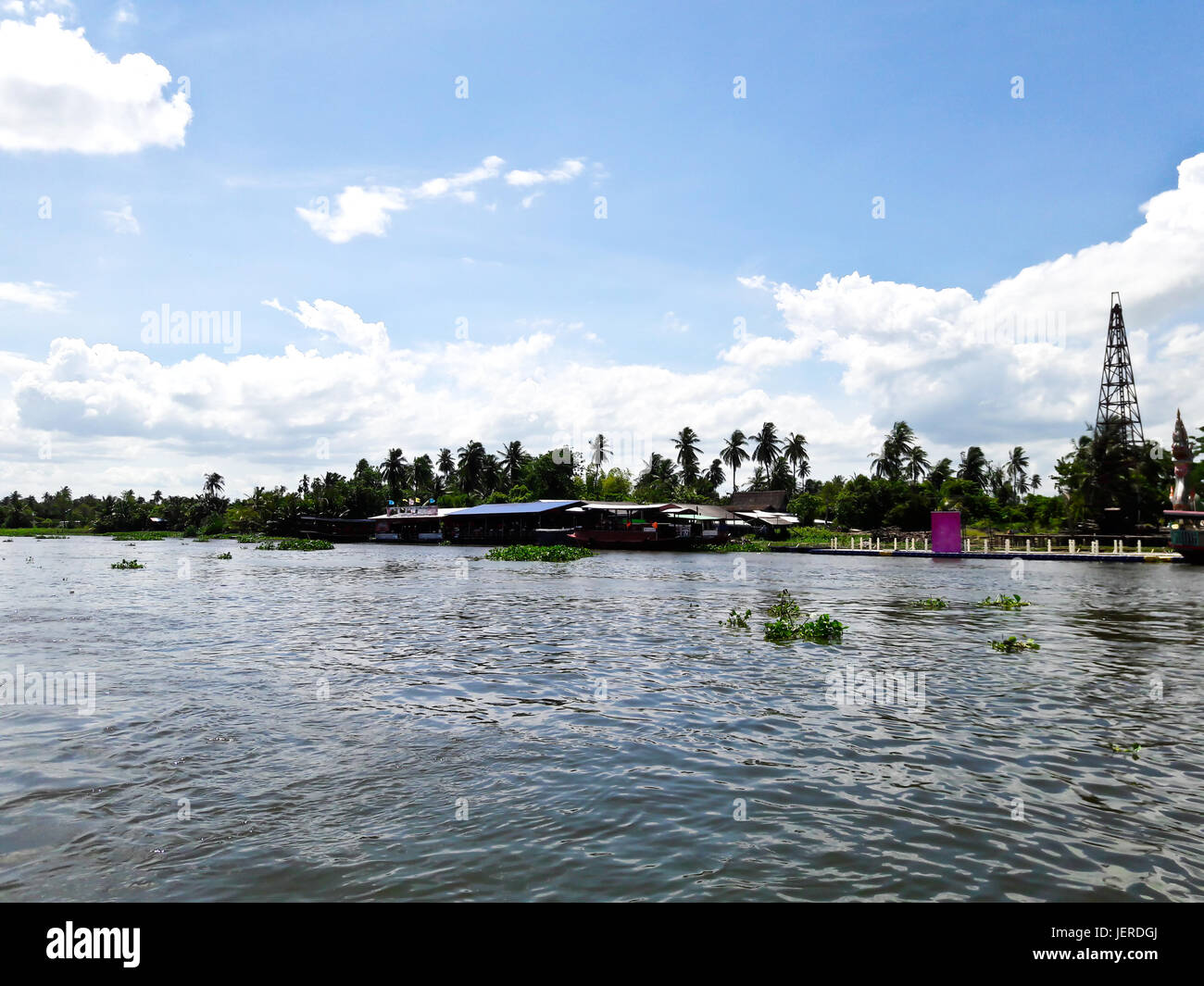 Countryside along Tha Chin river(Maenam Tha Chin),Nakhon Pathom ...