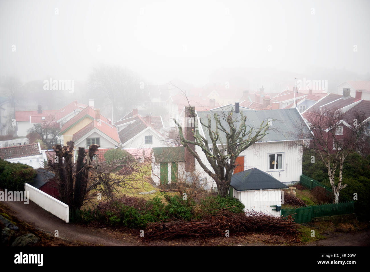 Buildings in fog Stock Photo - Alamy