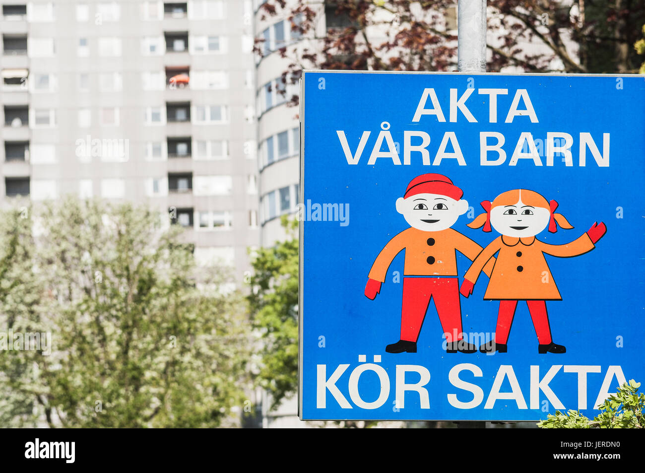 Sign with children Stock Photo - Alamy