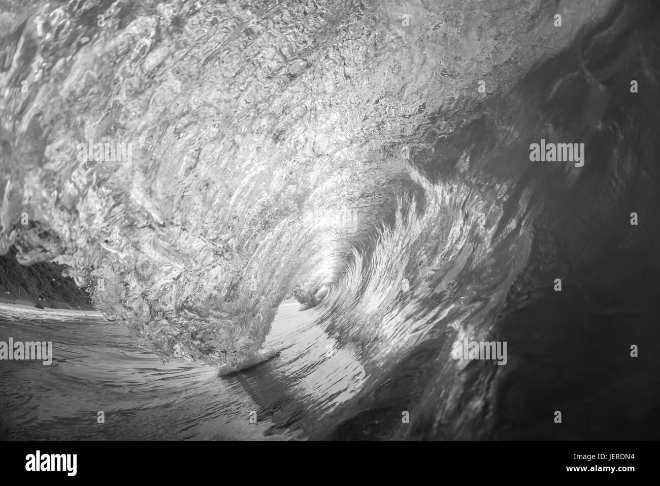 Wave inside view swimming water ocean photo black and white Stock Photo ...