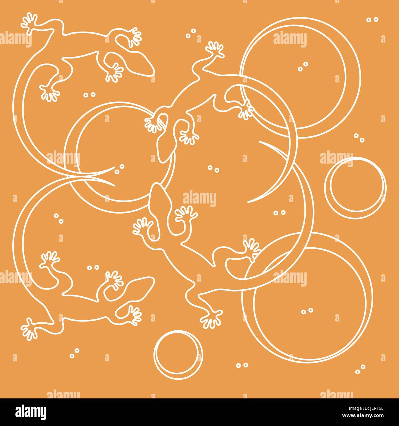 Cute vector illustration of lizards and circles. Design for poster or ...