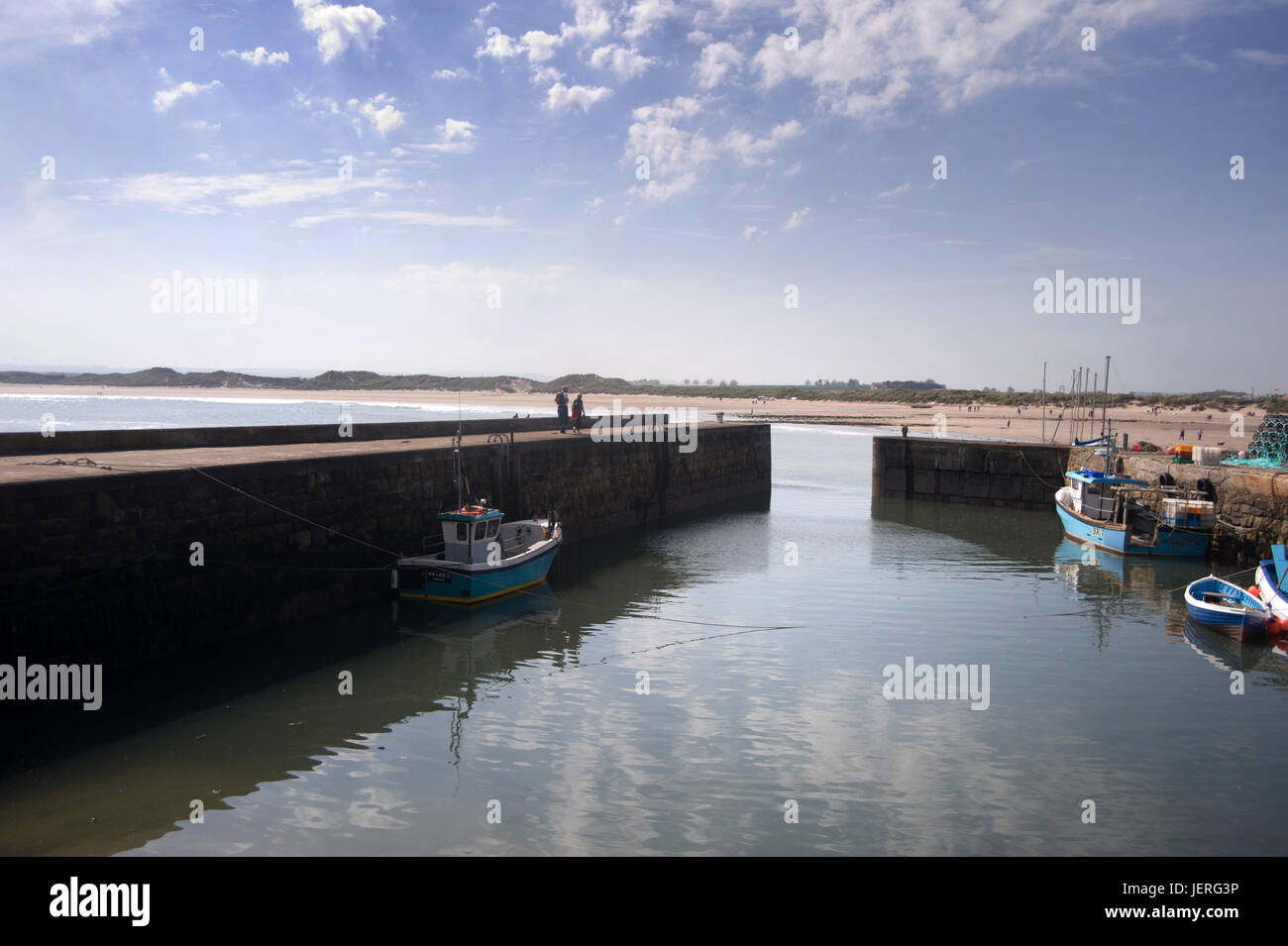 Fishning boats in Beadnell harbour, Northumberland Stock Photo - Alamy