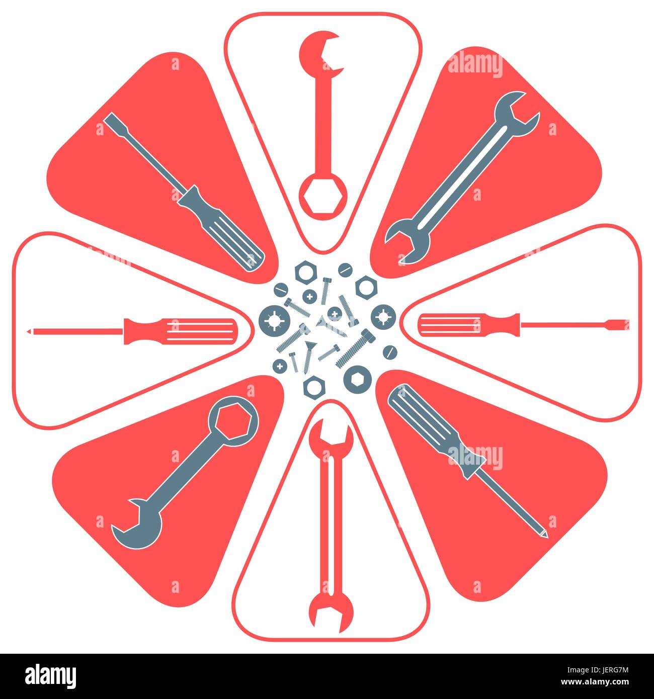 Nice picture of a colored scheme with different tools on a white ...