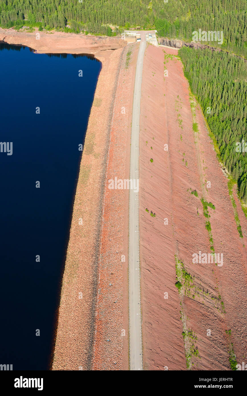 Aerial view of water dam, Osterdalalven, Dalarna, Sweden Stock Photo ...