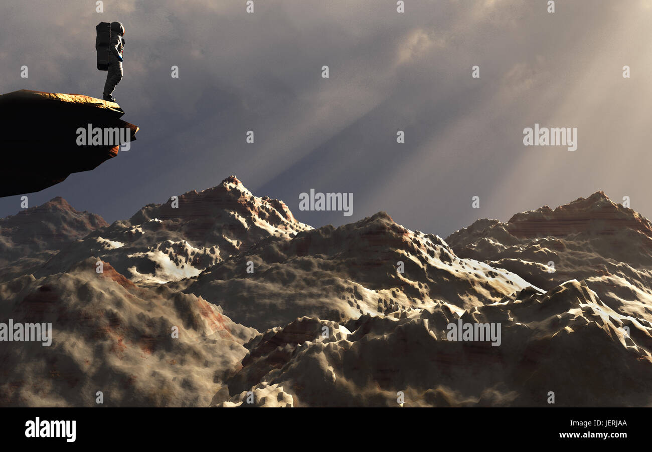 Astronaut Exploring An Alien World Stock Photo - Alamy