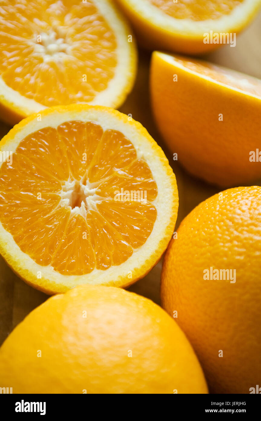 High angle view of the cross section of oranges hi-res stock ...