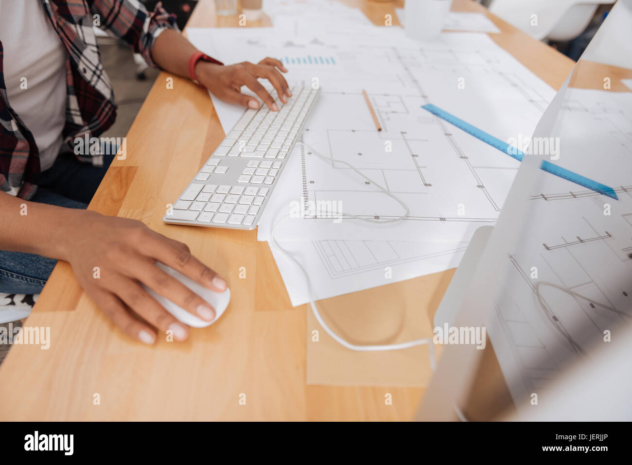 Close up of an architects workplace Stock Photo - Alamy