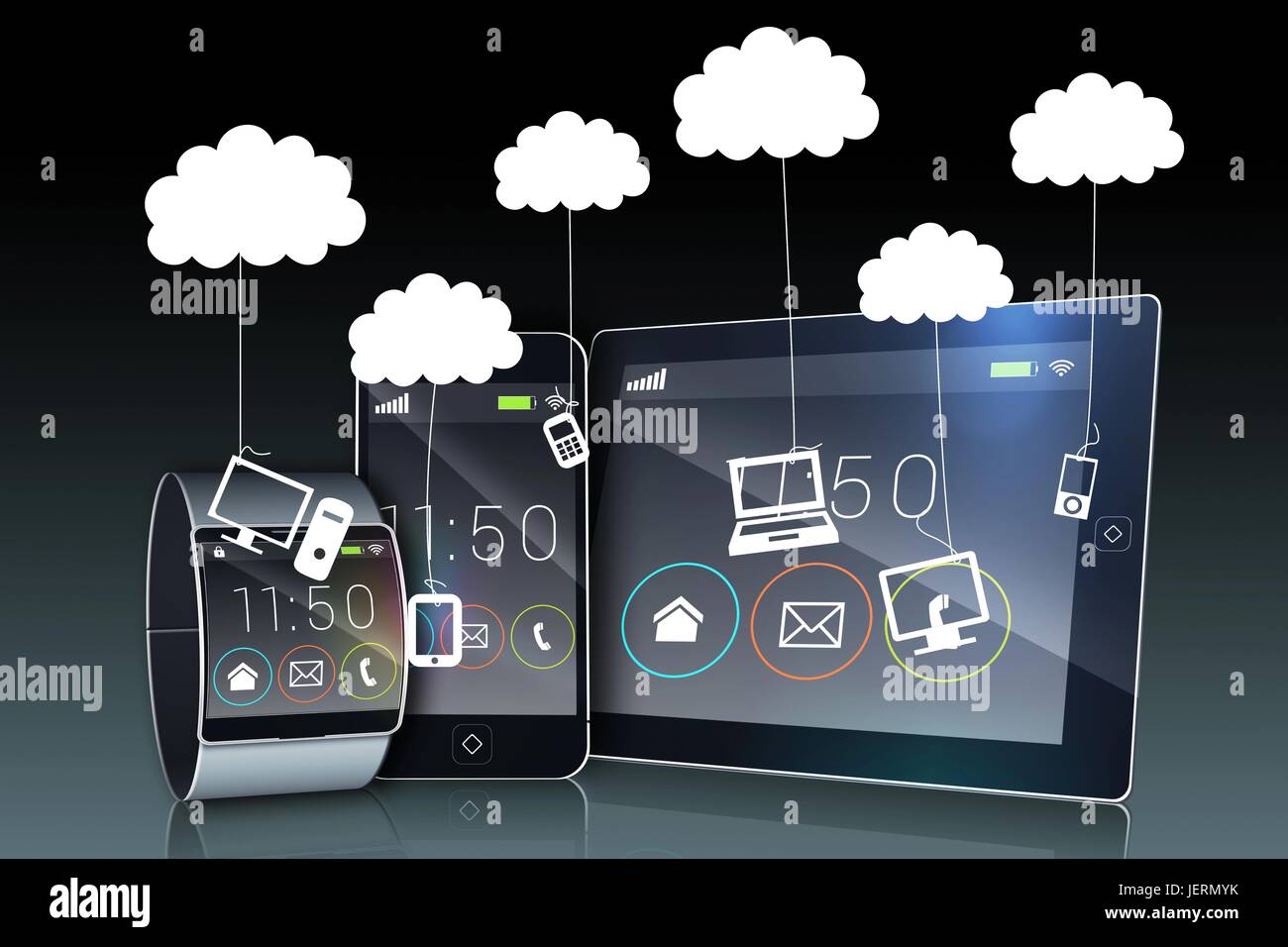 Media device screens showing cloud computing Stock Photo - Alamy