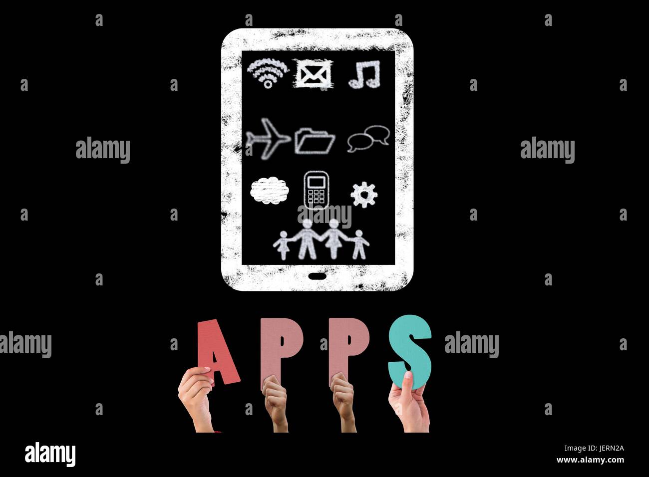 Family using different technology hi-res stock photography and images ...