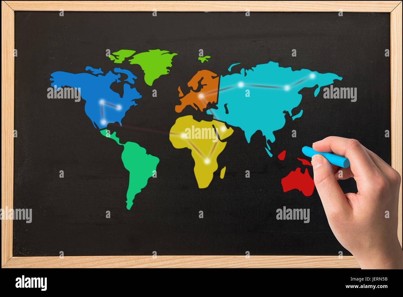 Map of world drawn Stock Photo - Alamy