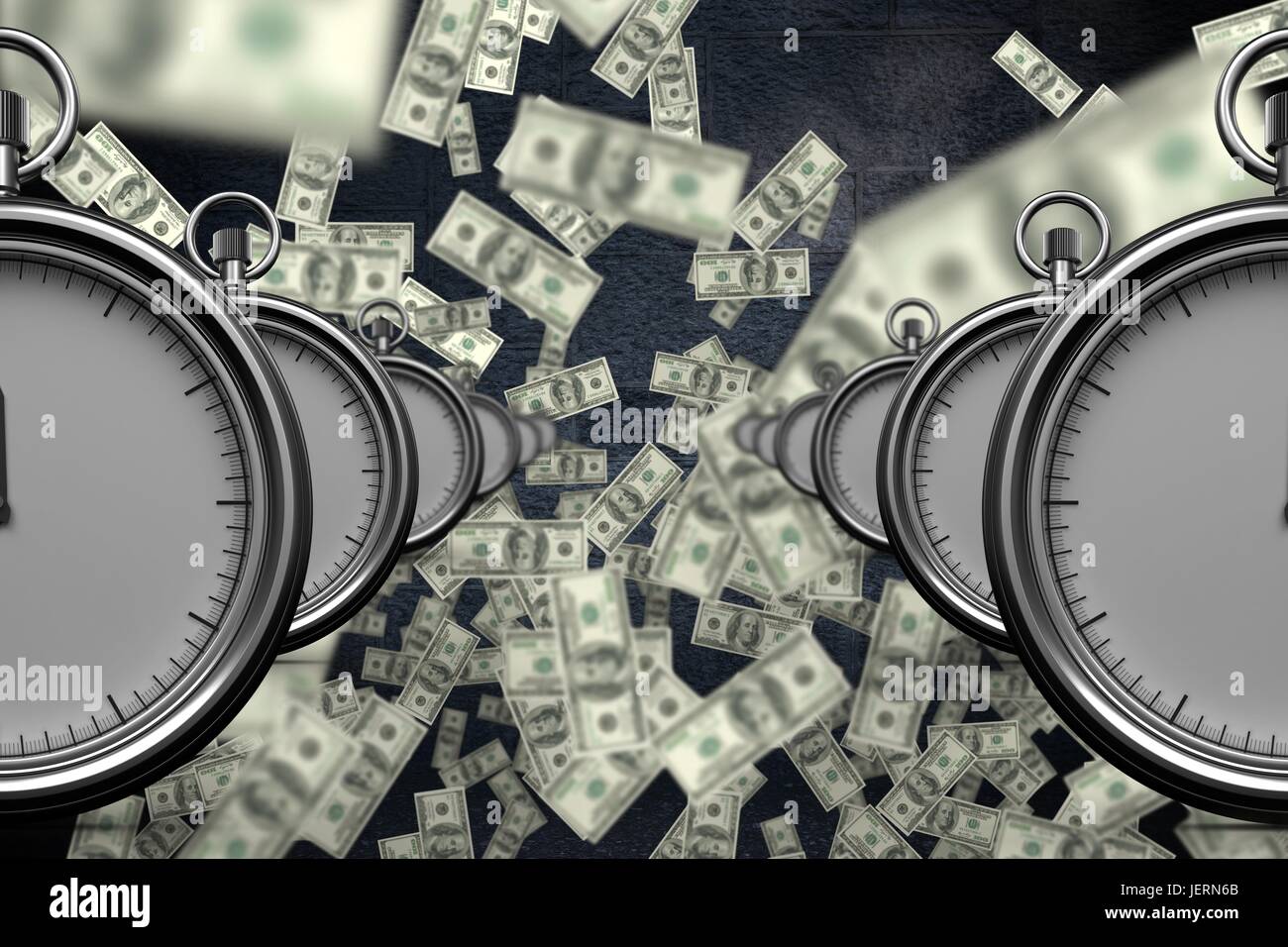 Clocks and falling dollars Stock Photo - Alamy
