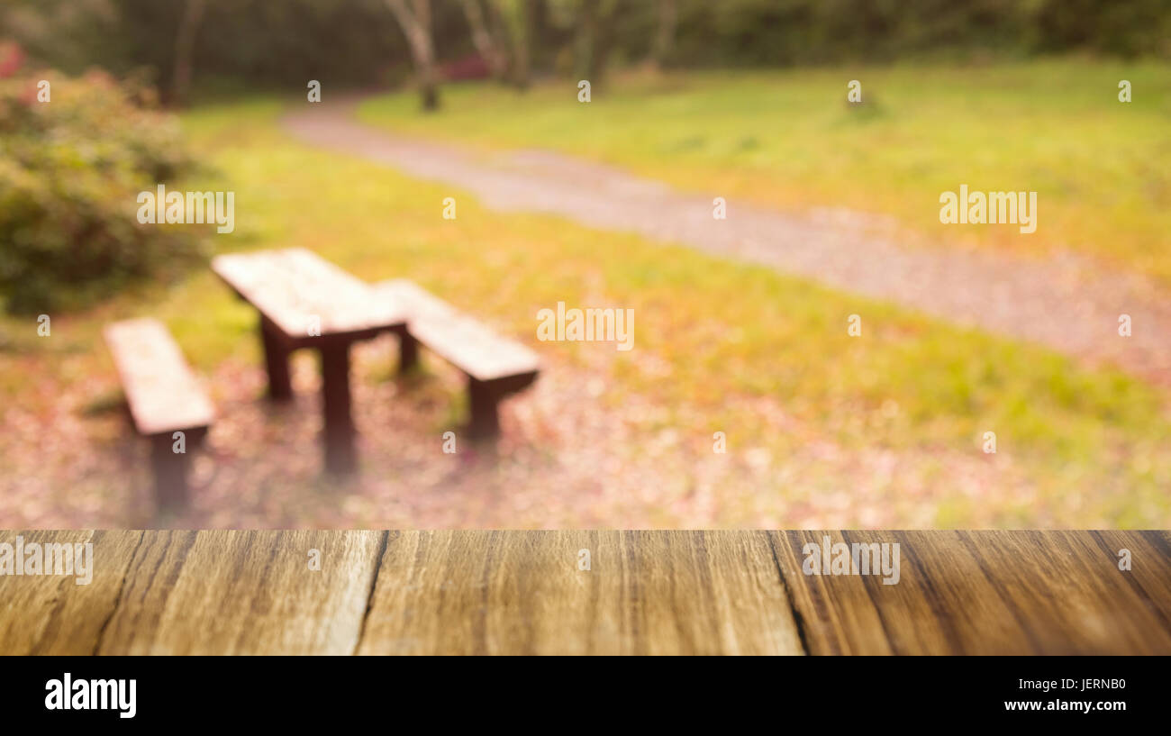Table overlooking park scene Stock Photo - Alamy
