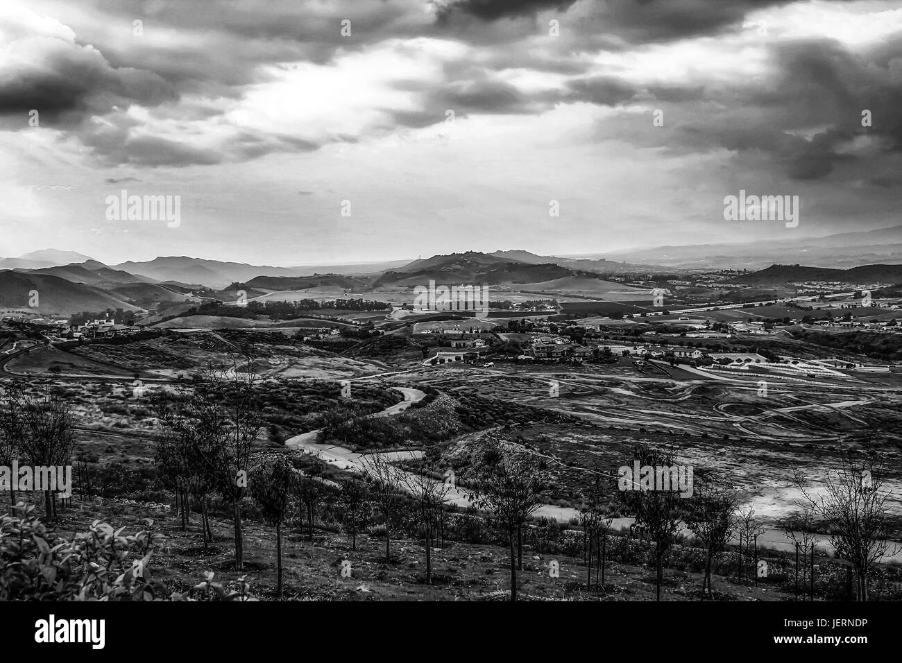 countryside view in black and white Stock Photo - Alamy