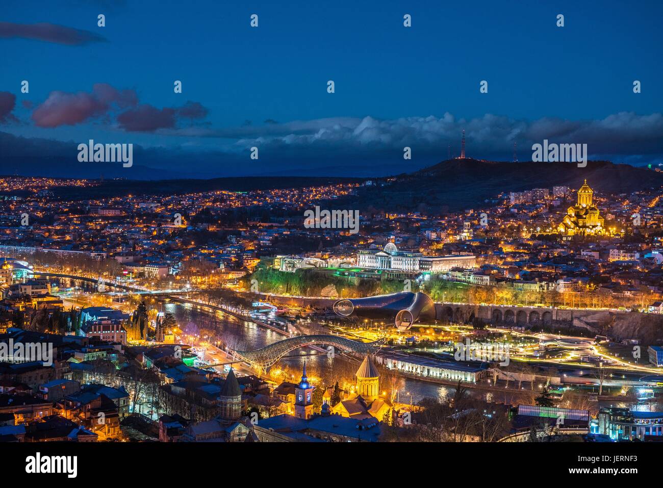 Night view of European metropolis - Tbilisi Stock Photo - Alamy