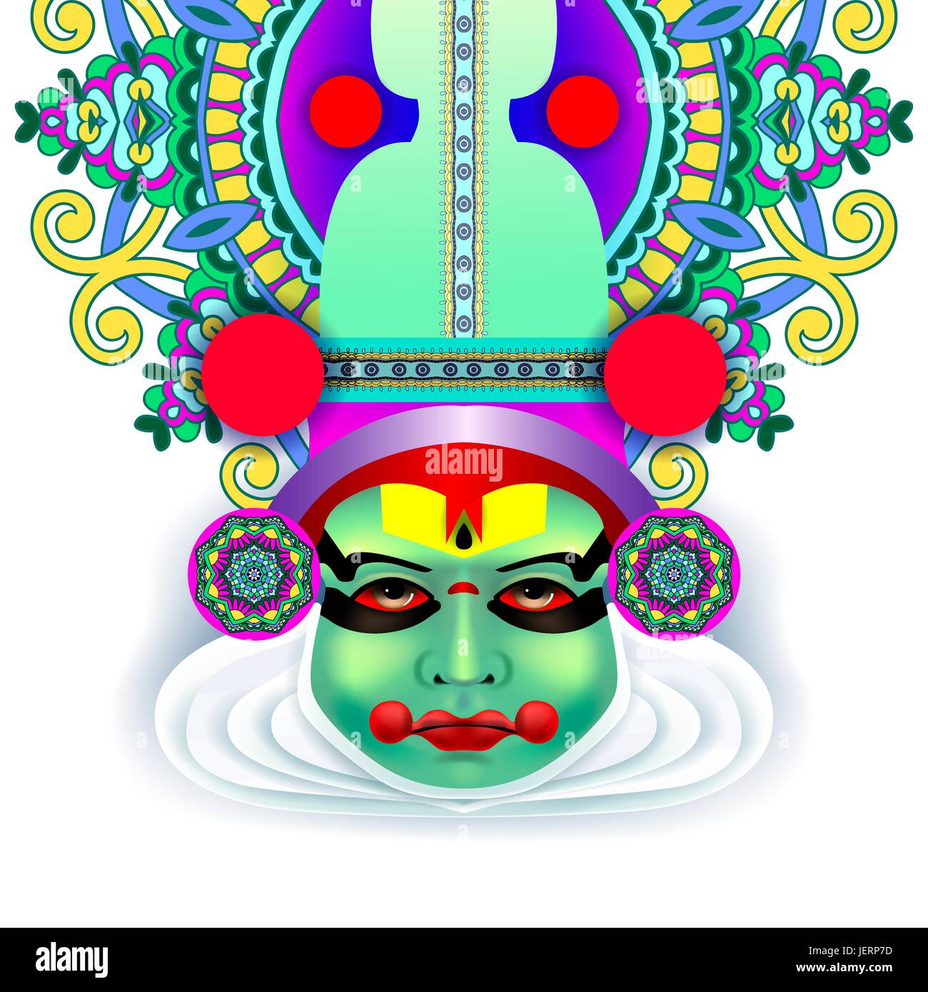 indian kathakali dancer face decorative modern vector illustrati Stock ...