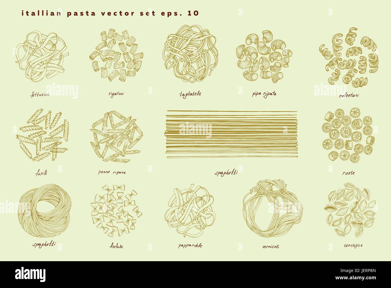 Italian pasta big penne rigate Stock Vector Images - Alamy