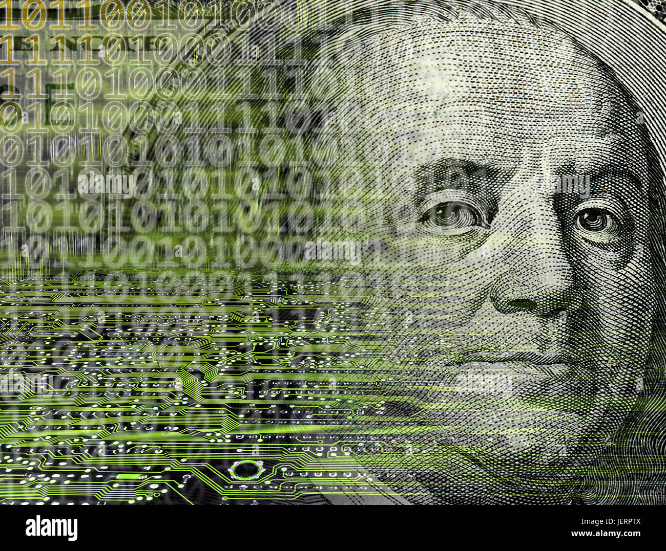 close up dollar bill and binary code Stock Photo - Alamy