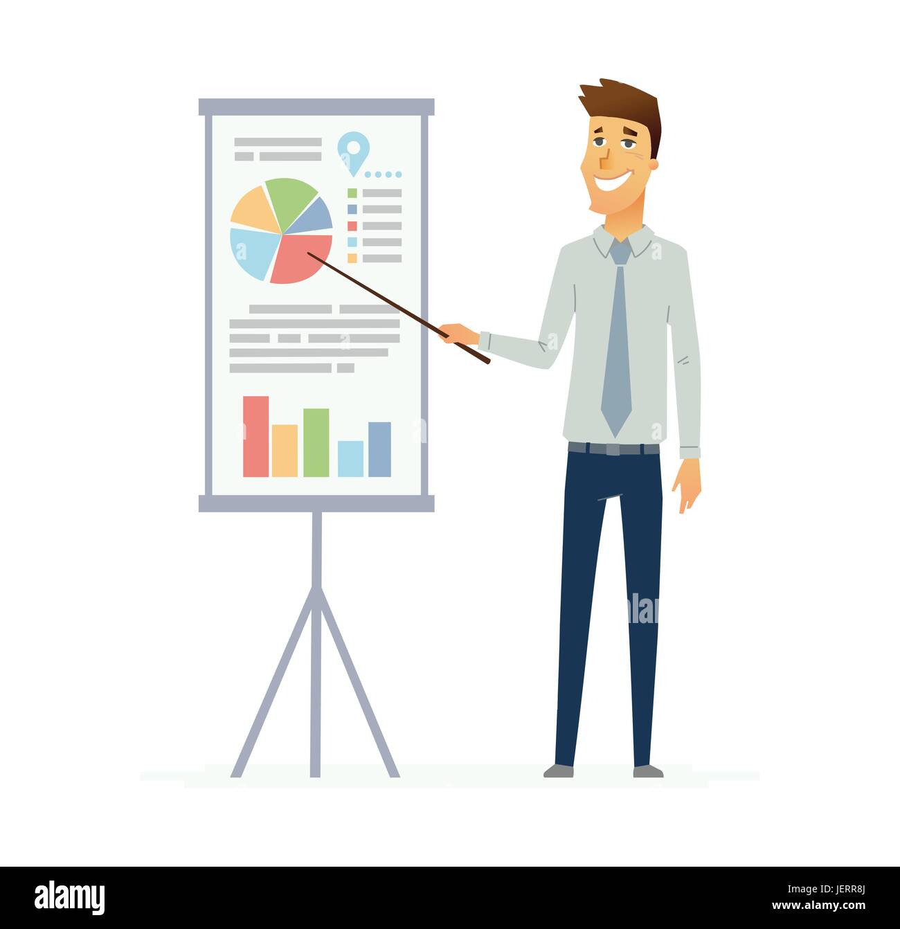Male Presenter - colored vector modern flat illustrative composition of ...