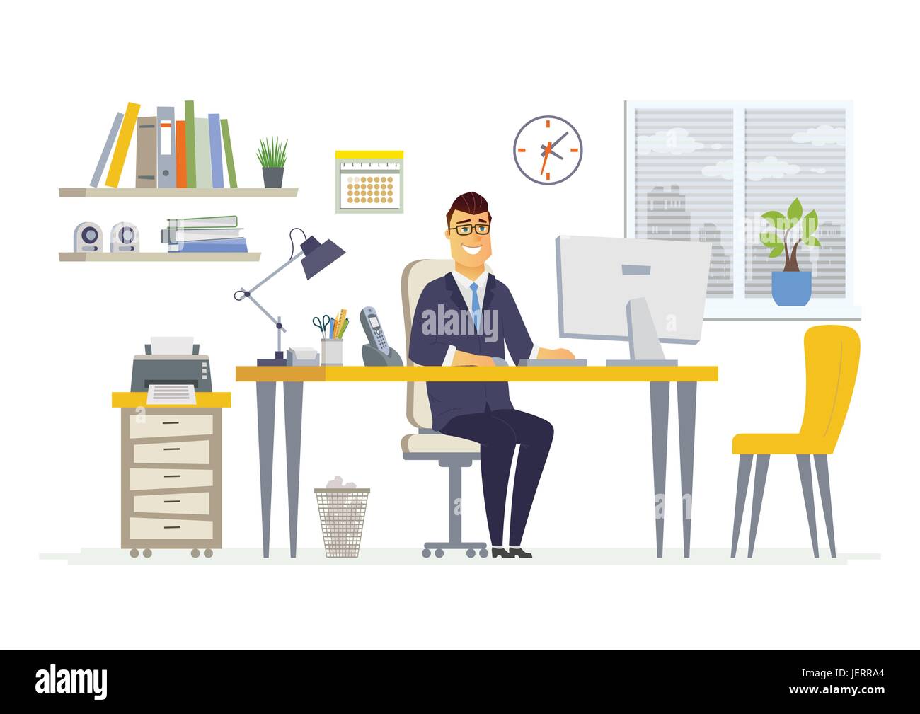 Office Man - vector flat illustration of an employer, colleague ...