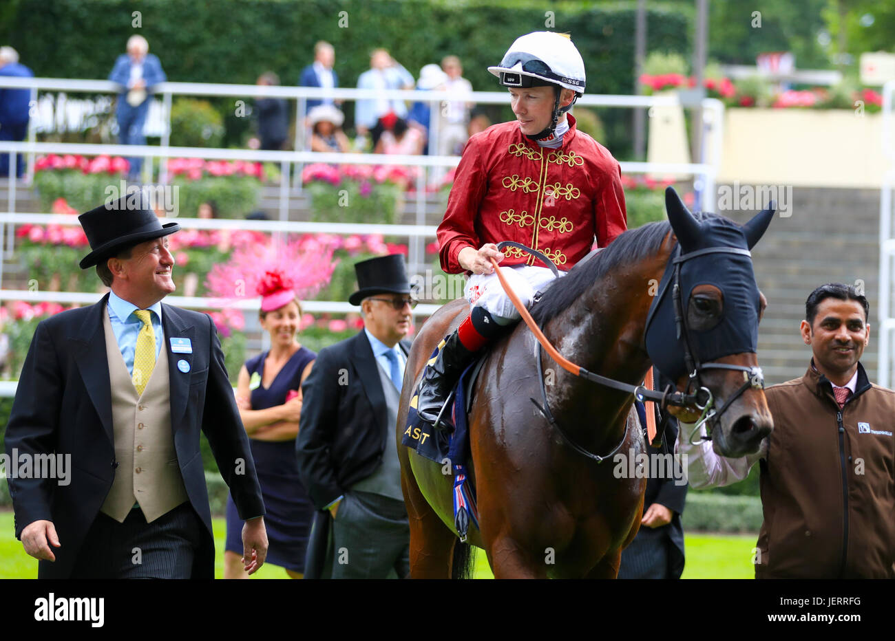 Jockey Jamie Spencer with horse Bless Him after winning the Britannia ...