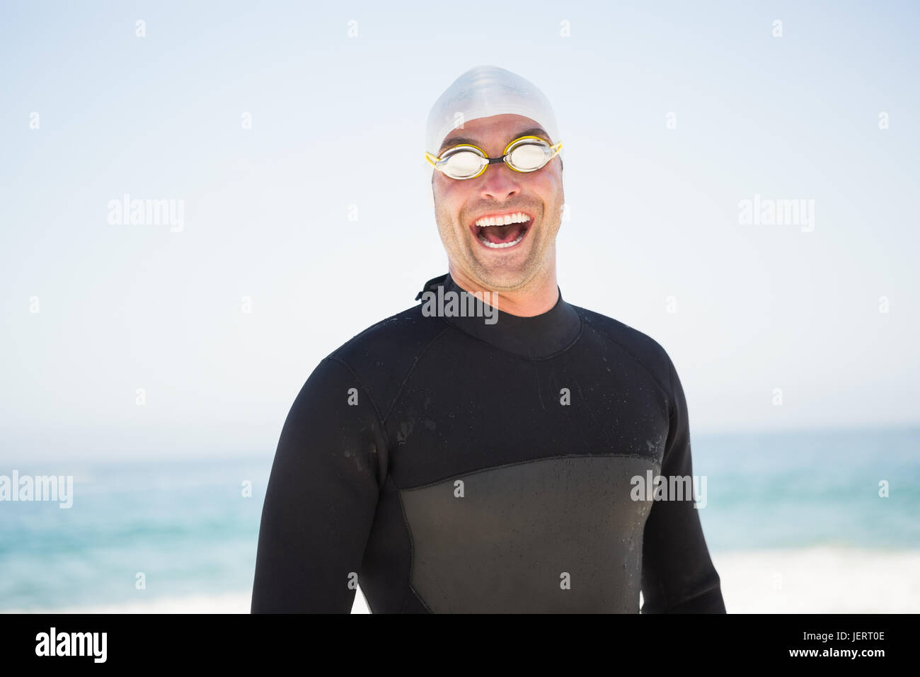 Adult male swimmer smiling hi-res stock photography and images - Alamy