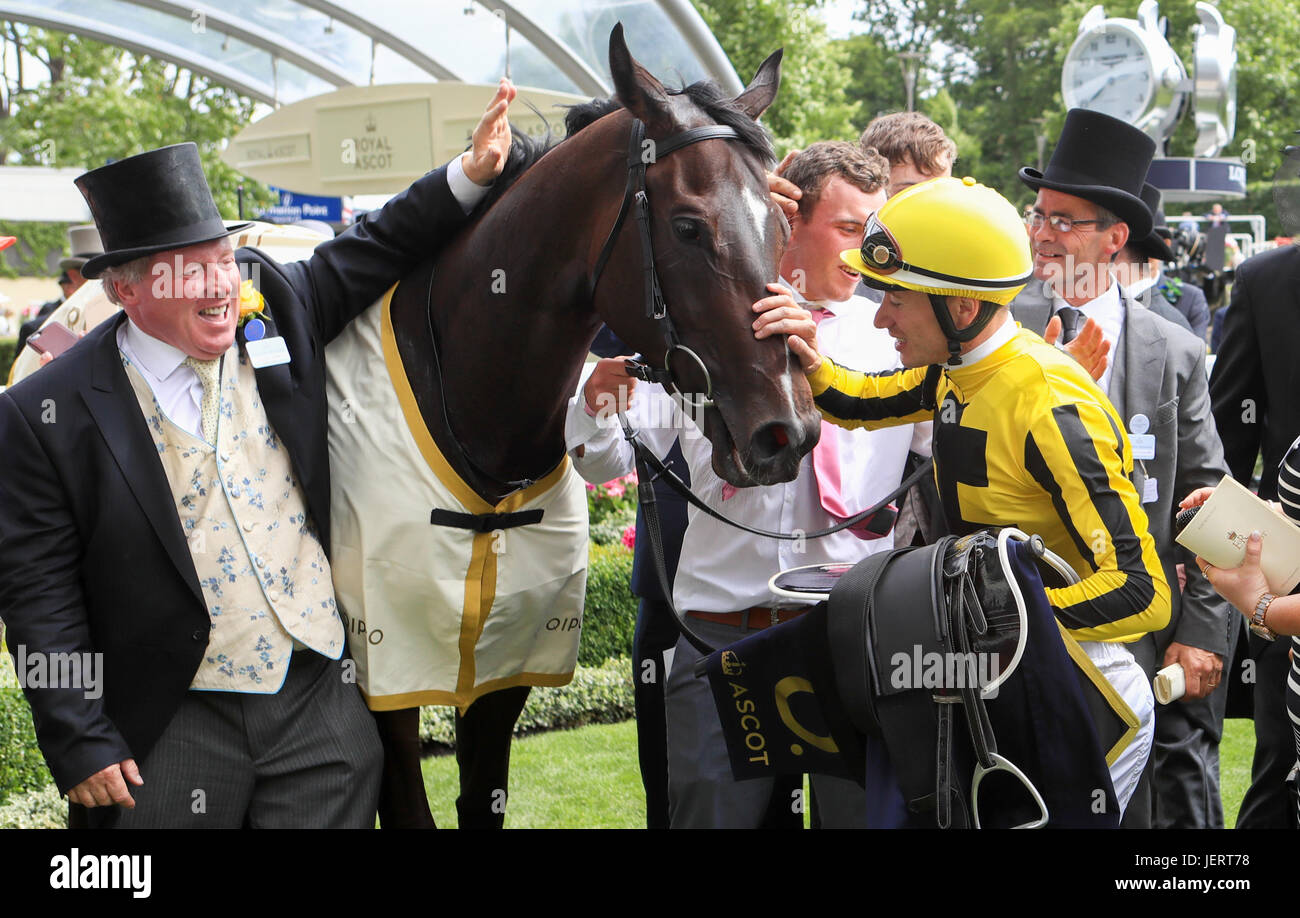 Jockey Antoine Hamelin celebrates winning the Albany Stakes on ...