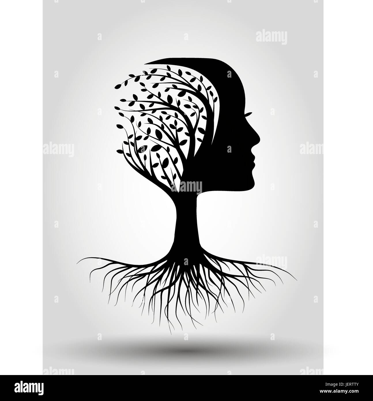 woman, tree, face, portrait, shear-cut, logogram, pictogram, symbol ...